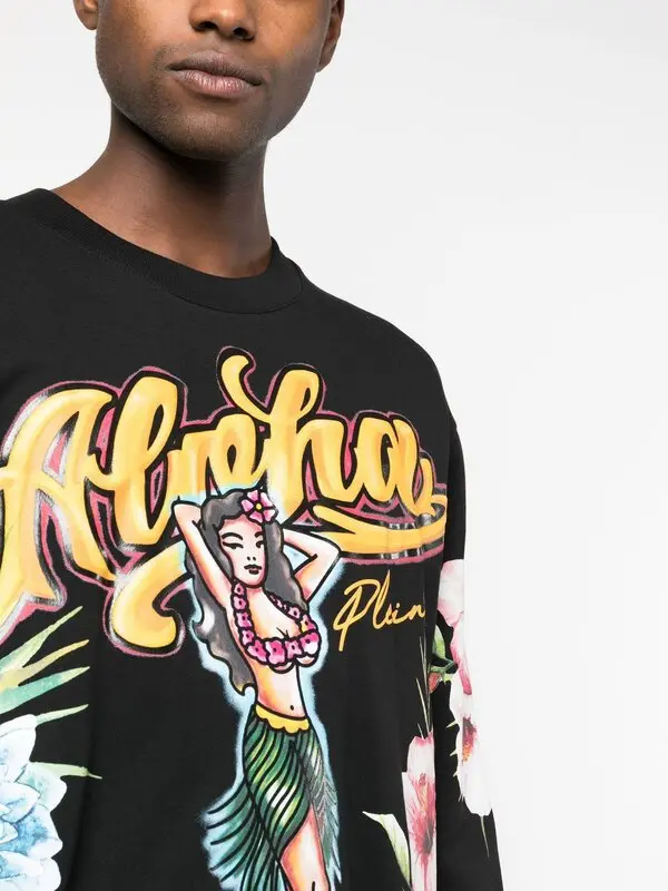 Philipp Plein Hawaii-print Sweatshirt - Black
