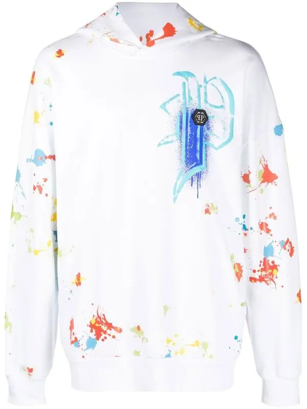 Philipp Plein Dripping Skull Hoodie - White