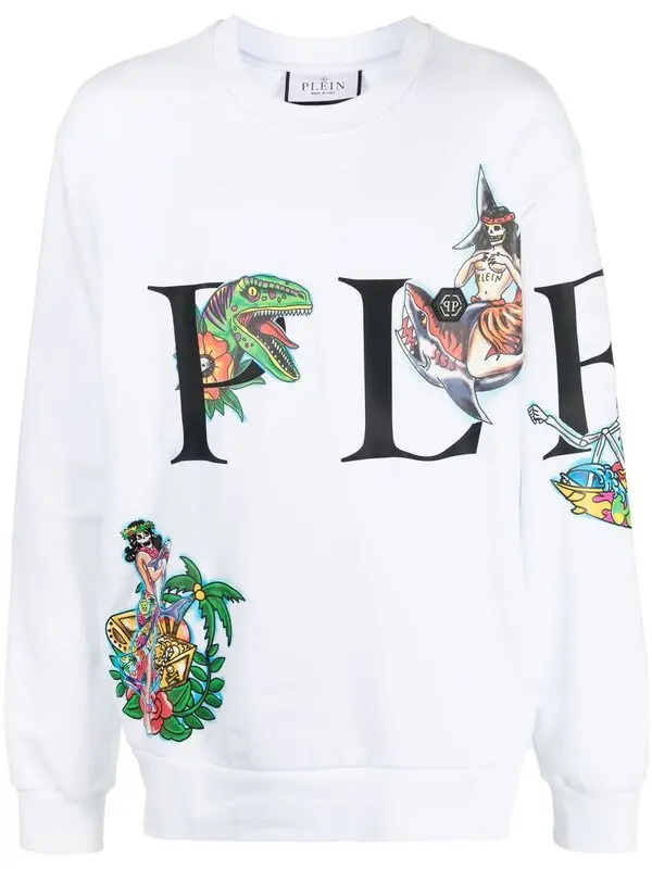 Philipp Plein Logo-print Crew Neck Sweatshirt - White