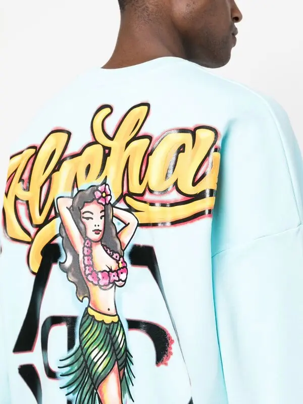 Philipp Plein Hawaii-print Detail Sweatshirt - Blue