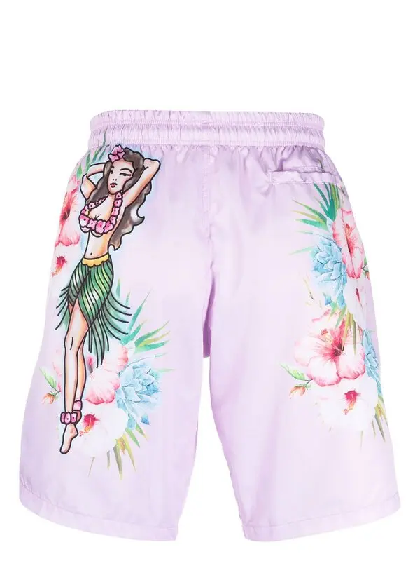 Philipp Plein Graphic Floral-print Swim Shorts