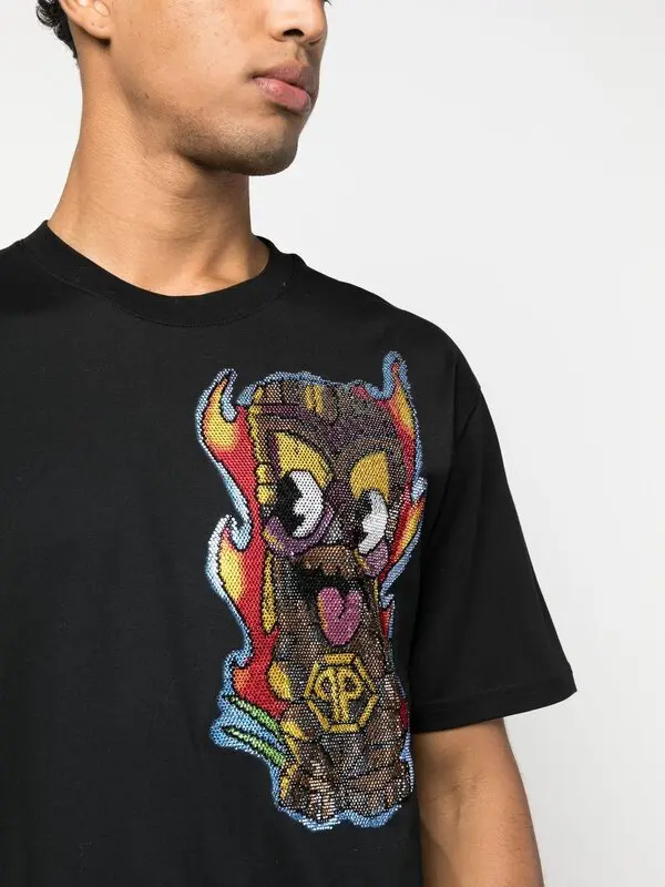 Philipp Plein Hawaii Embellished Short-sleeve T-shirt - Black