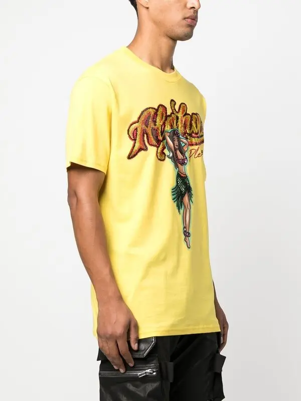 Philipp Plein Graphic-print Crystal-embellished T-shirt - Yellow