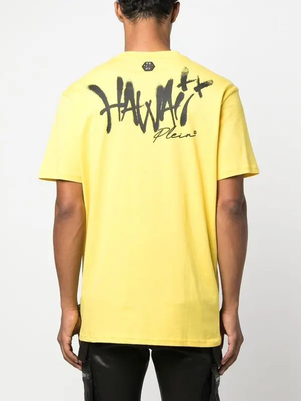 Philipp Plein Graphic-print Crystal-embellished T-shirt - Yellow