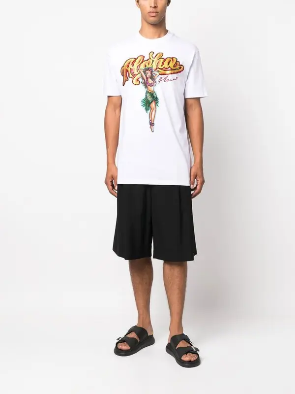 Philipp Plein Graphic-print Crystal-embellished T-shirt - White
