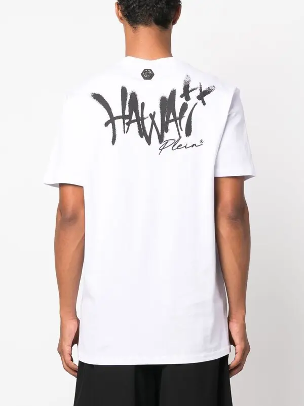 Philipp Plein Graphic-print Crystal-embellished T-shirt - White