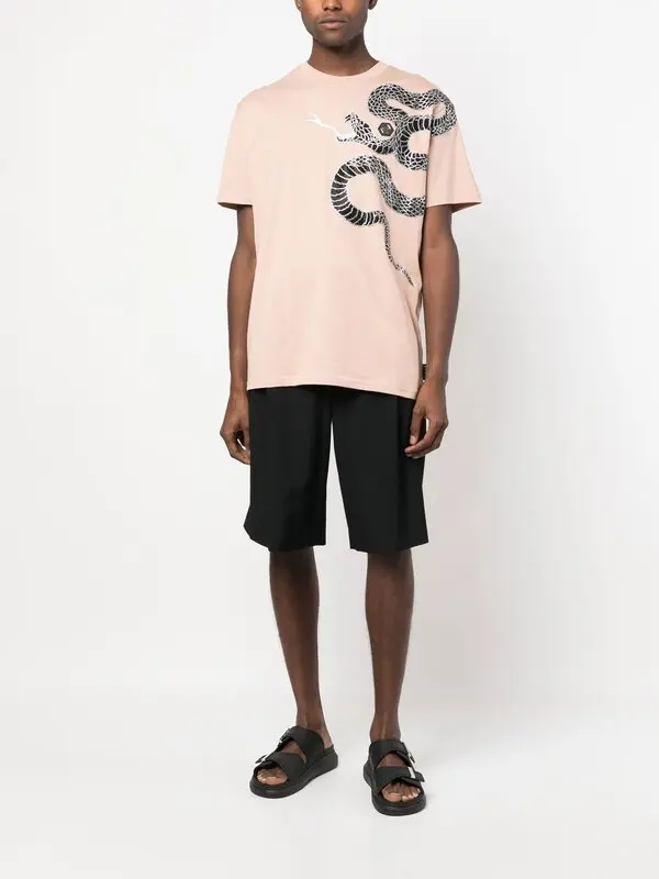 Philipp Plein Embellished Snake-print T-shirt - Neutrals