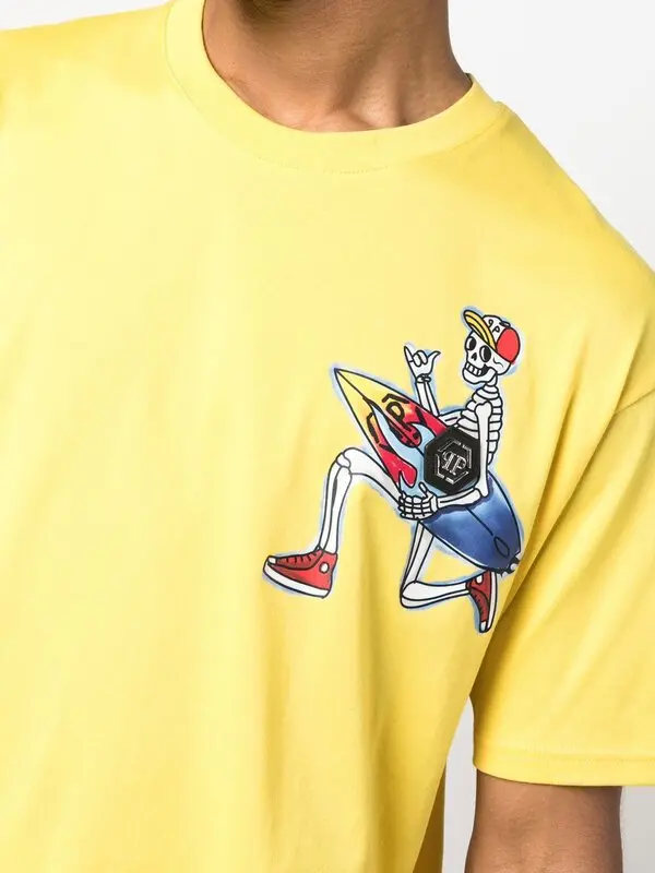 Philipp Plein Hawaii Graphic-print Cotton T-shirt - Yellow