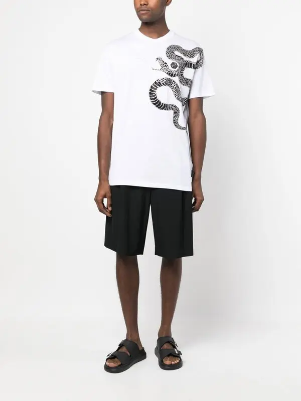 Philipp Plein Embellished Snake-print T-shirt - White