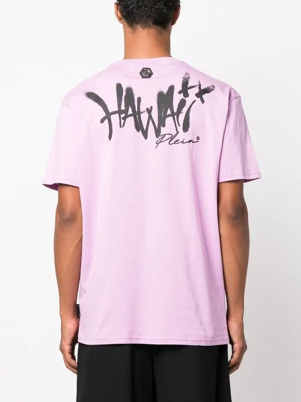 Philipp Plein Graphic-print Crystal-embellished T-shirt - Purple