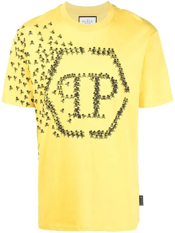 Philipp Plein Skull Bones Logo-print T-shirt - Yellow