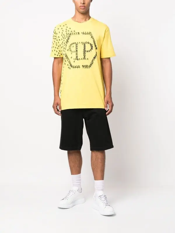 Philipp Plein Skull Bones Logo-print T-shirt - Yellow