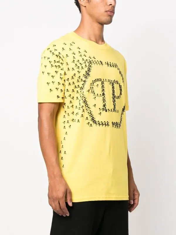 Philipp Plein Skull Bones Logo-print T-shirt - Yellow