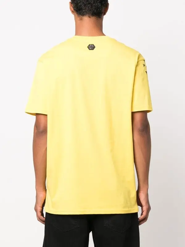 Philipp Plein Skull Bones Logo-print T-shirt - Yellow