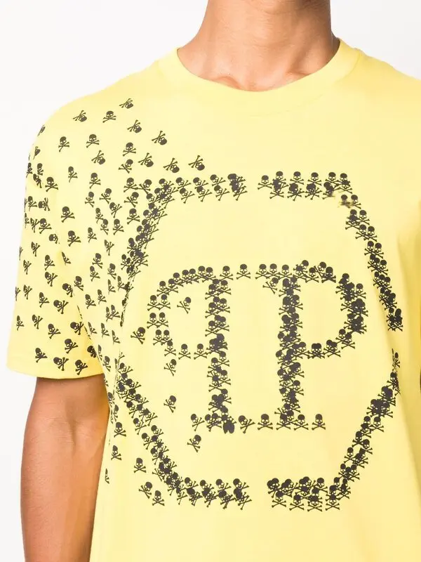 Philipp Plein Skull Bones Logo-print T-shirt - Yellow