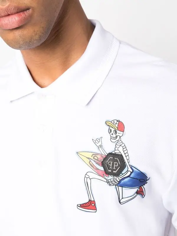 Philipp Plein Graphic-print Polo Shirt - White