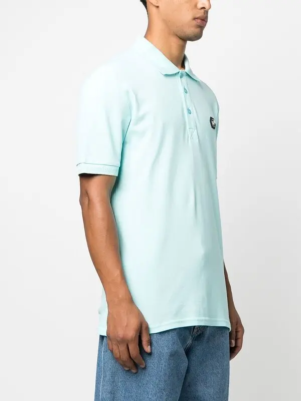 Philipp Plein Skull And Bones Cotton Polo Shirt - Blue