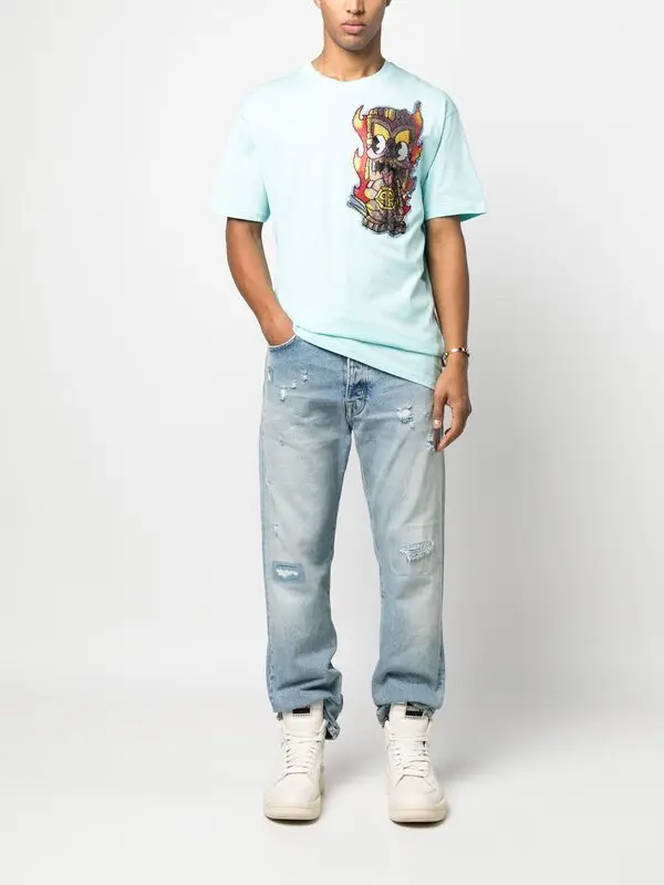 Philipp Plein Hawaii Embellished Short-sleeve T-shirt - Blue