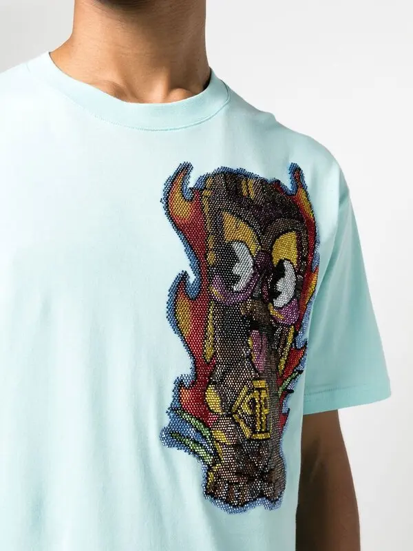 Philipp Plein Hawaii Embellished Short-sleeve T-shirt - Blue