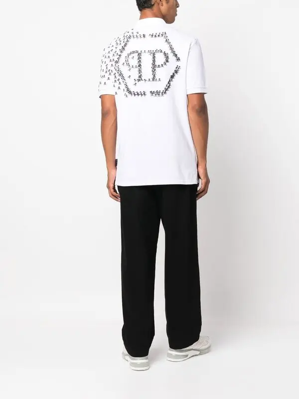 Philipp Plein Skull And Bones Cotton Polo Shirt - White