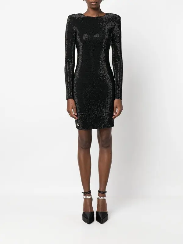 Philipp Plein Crystal-embellished Backless Dress - Black