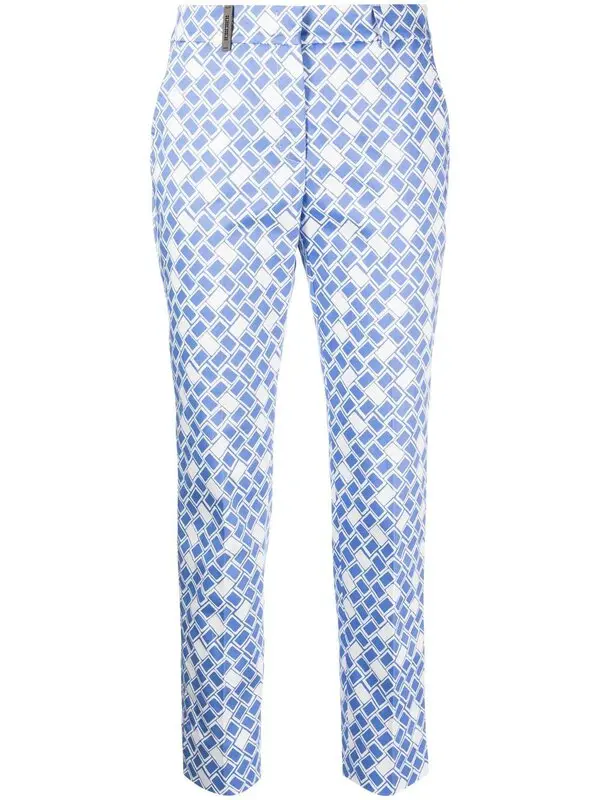 Peserico Geometric-print Trousers - Blue
