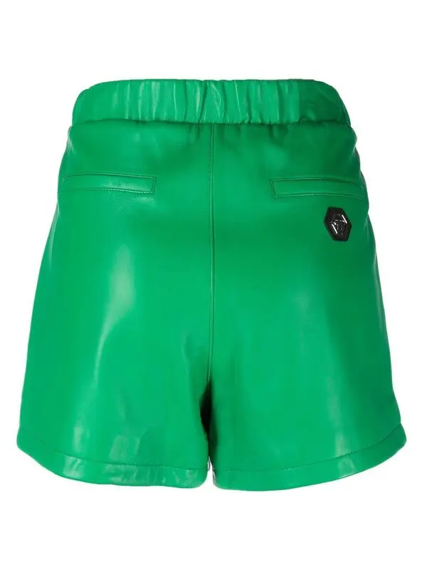 Philipp Plein Rhinestone-embellished Leather Shorts - Green
