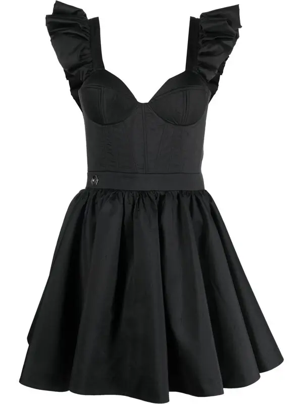 Philipp Plein Ruffled Mini Dress - Black
