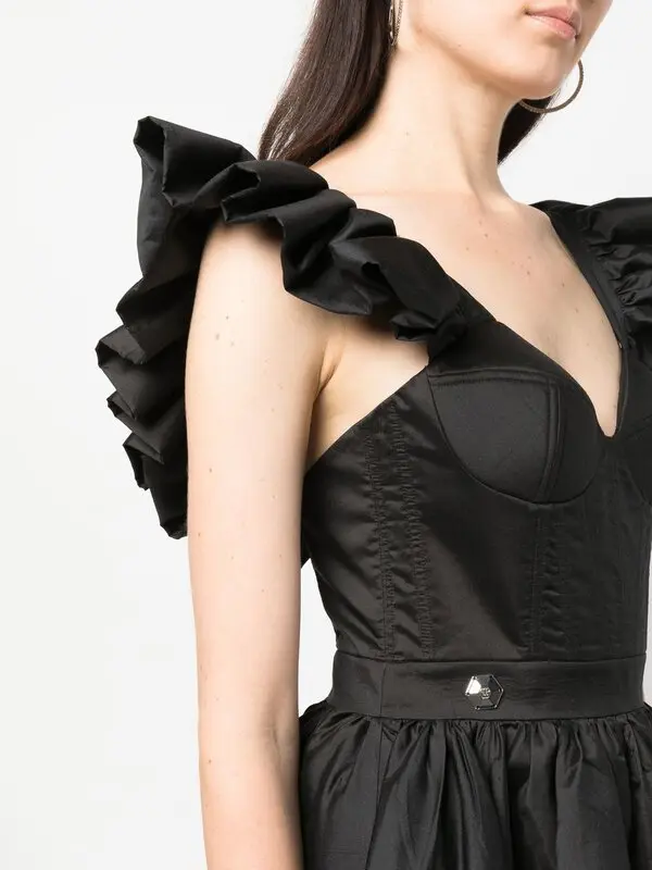 Philipp Plein Ruffled Mini Dress - Black