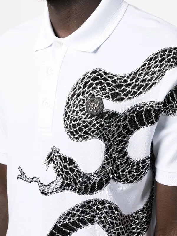 Philipp Plein Graphic Snake Polo Shirt