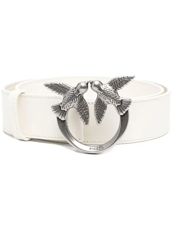 Pinko Love Berry Logo-plaque Leather Belt - White
