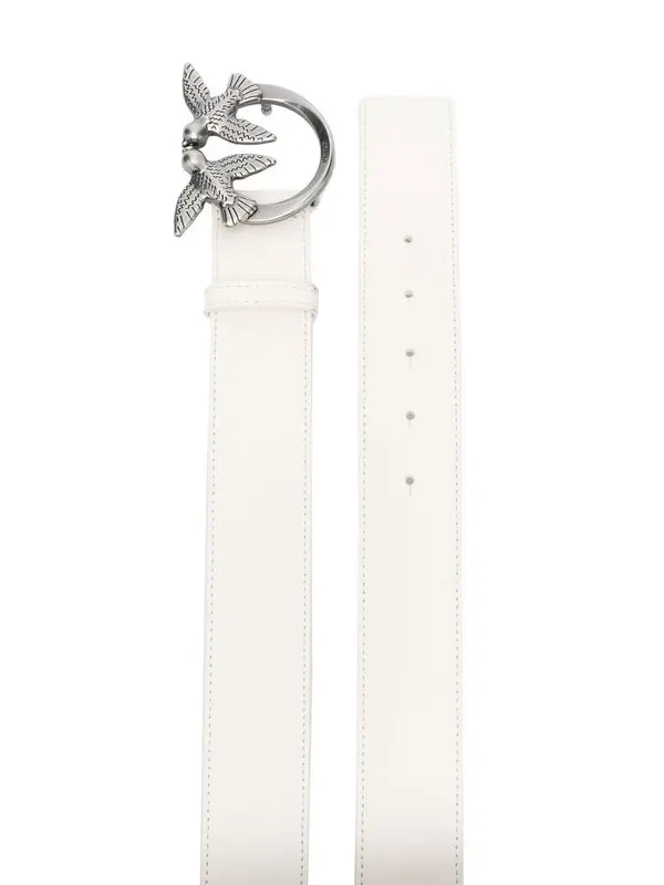 Pinko Love Birds High Leather Belt - White