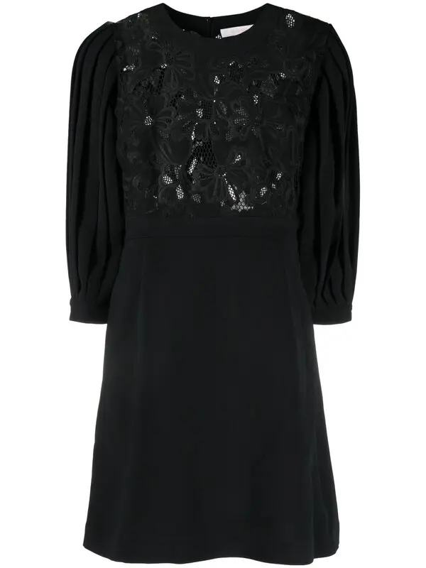 See By Chloé Floral-panelled Mini Dress - Black