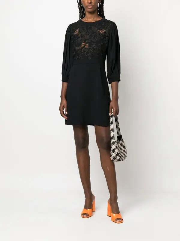 See By Chloé Floral-panelled Mini Dress - Black