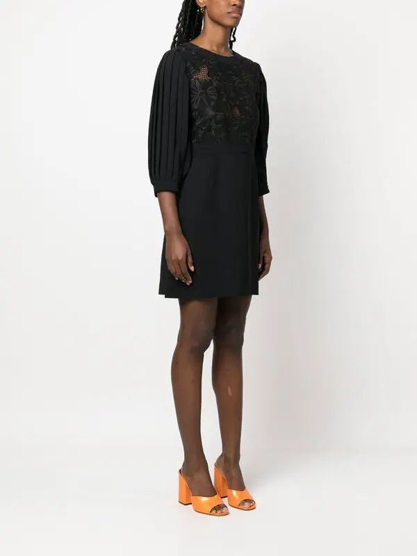 See BY Chlo Floral-panelled Mini Dress - Black