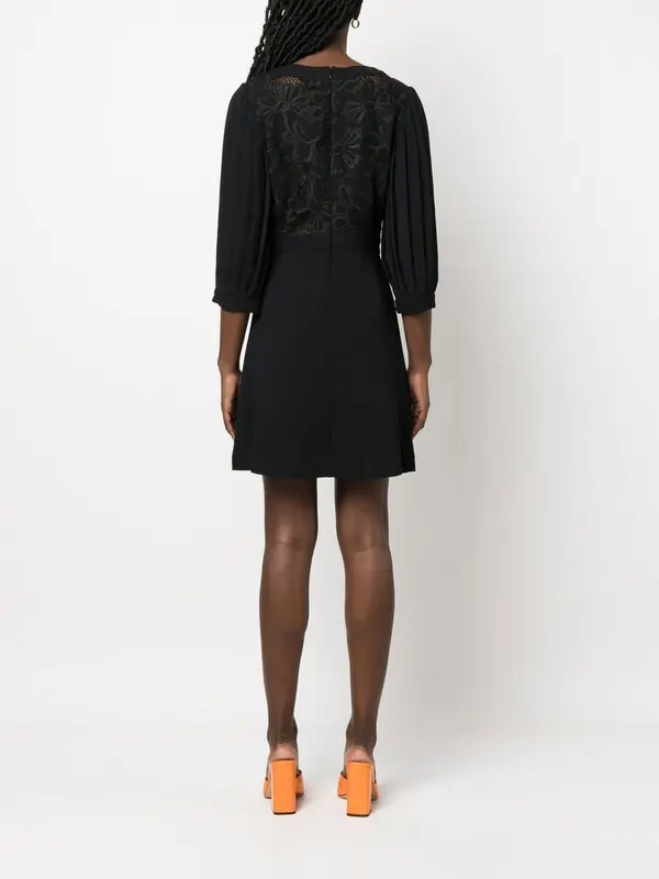 See By Chloé Floral-panelled Mini Dress - Black