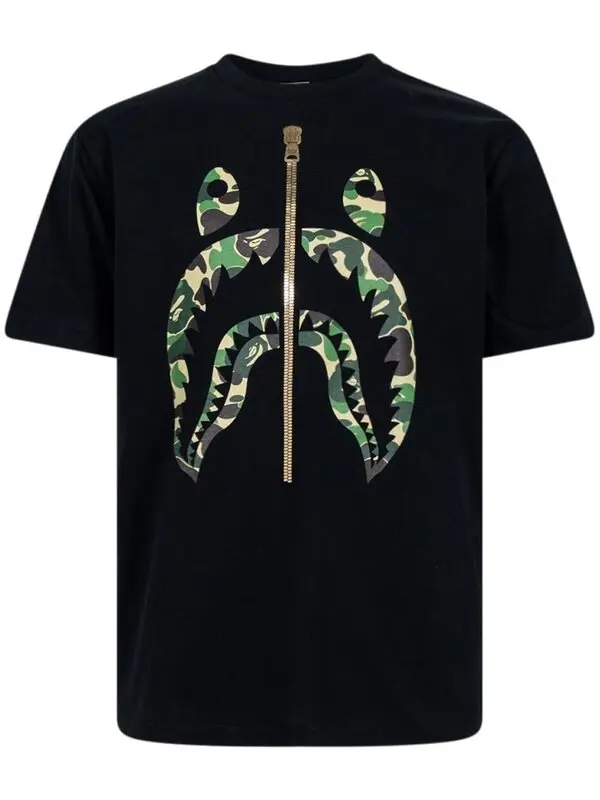 A BATHING APE Abc Camo Shark /green T-shirt - Black