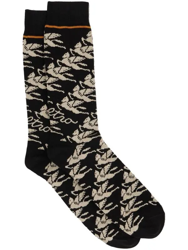 Etro Pegaso-print Knit Socks - Black