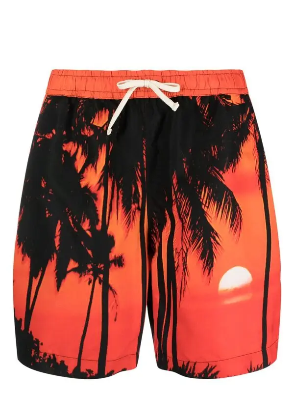 BLUE SKY INN Palm-tree Print Swim Shorts - Orange