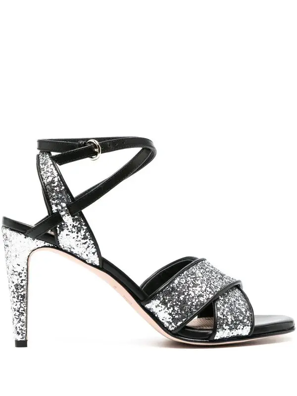 Red Valentino 95mm Glitter Ankle-strap Sandals - Grey