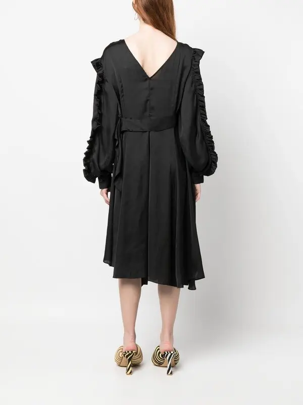 Remain Birger Christensen Ruffled Long-sleeved Maxi Dress - Black