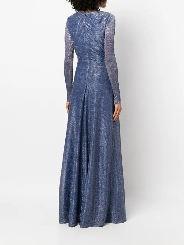 Talbot Runhof Metallic V-neck Gown