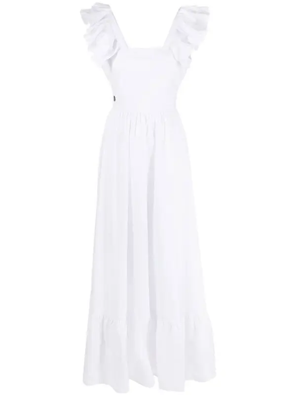 Philipp Plein Ruffle-detail Maxi Dress - White