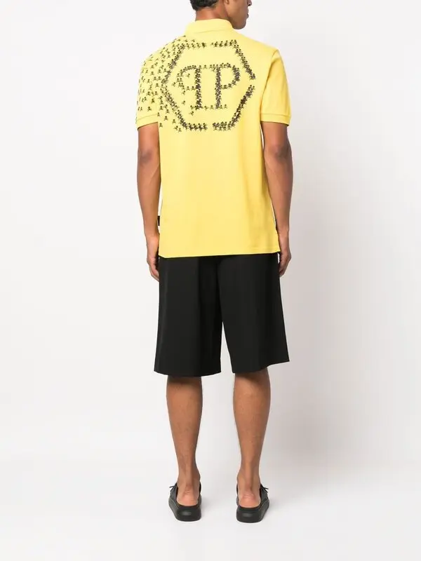 Philipp Plein Skull And Bones Cotton Polo Shirt - Yellow