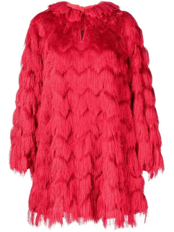 Shiatzy Chen Shift Dress With Fringe Detailing