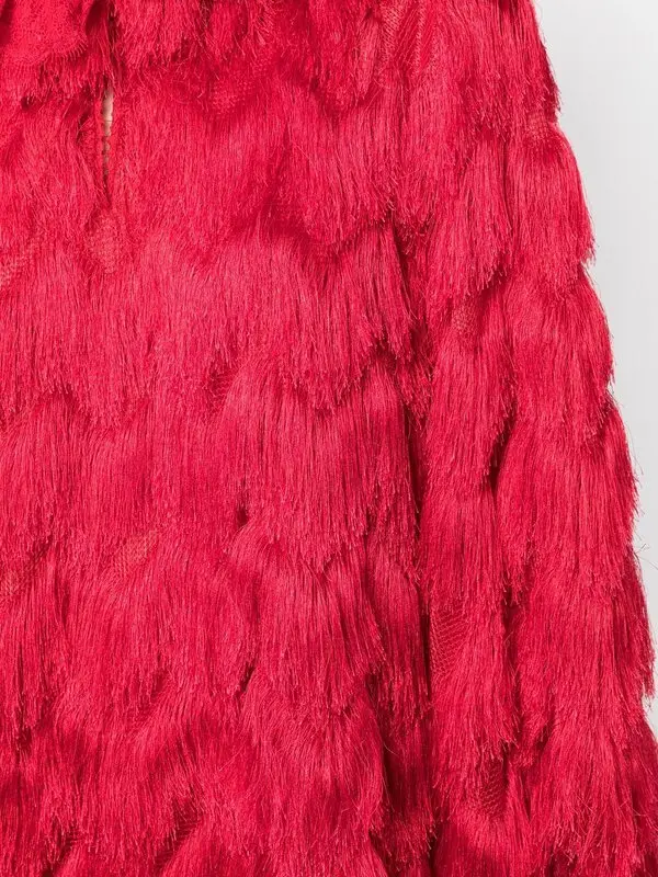 Shiatzy Chen Shift Dress With Fringe Detailing