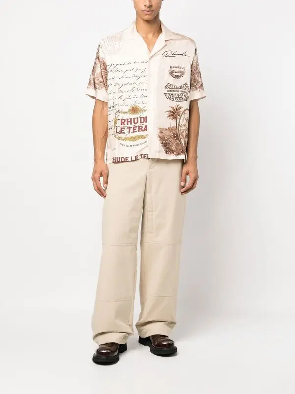Rhude Cigar-print Short-sleeve Shirt