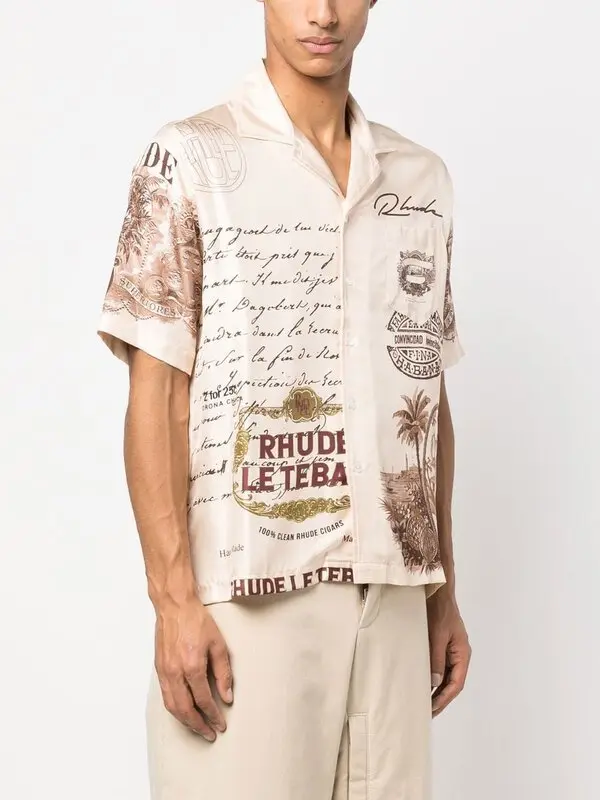 Rhude Cigar-print Short-sleeve Shirt