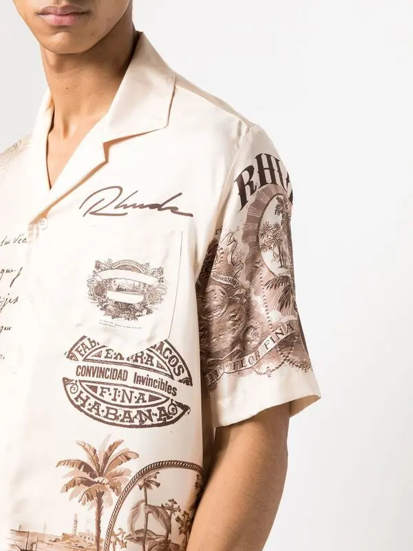 Rhude Cigar-print Short-sleeve Shirt