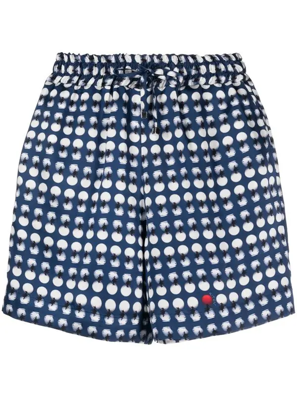 Kiton Spot-print Silk Shorts